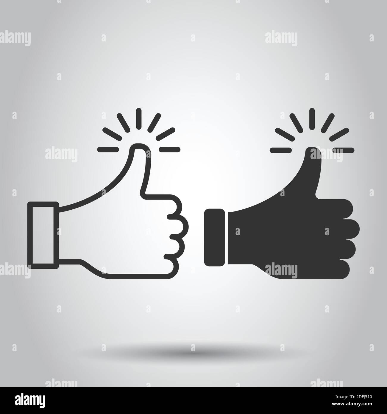 Thumb up icon in flat style. Like gesture vector illustration on white ...