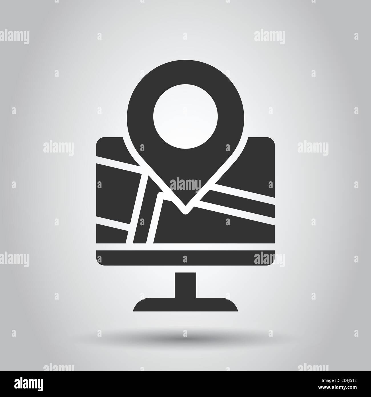 Computer navigation icon in flat style. Monitor pin gps vector ...