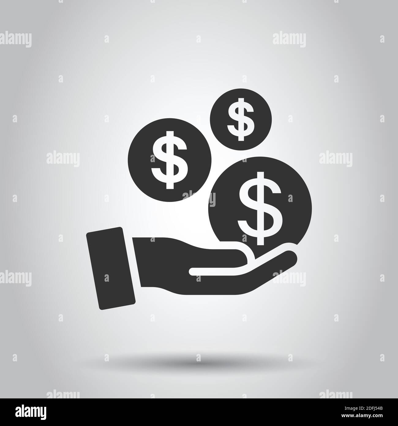 Remuneration icon in flat style. Money in hand vector illustration on ...