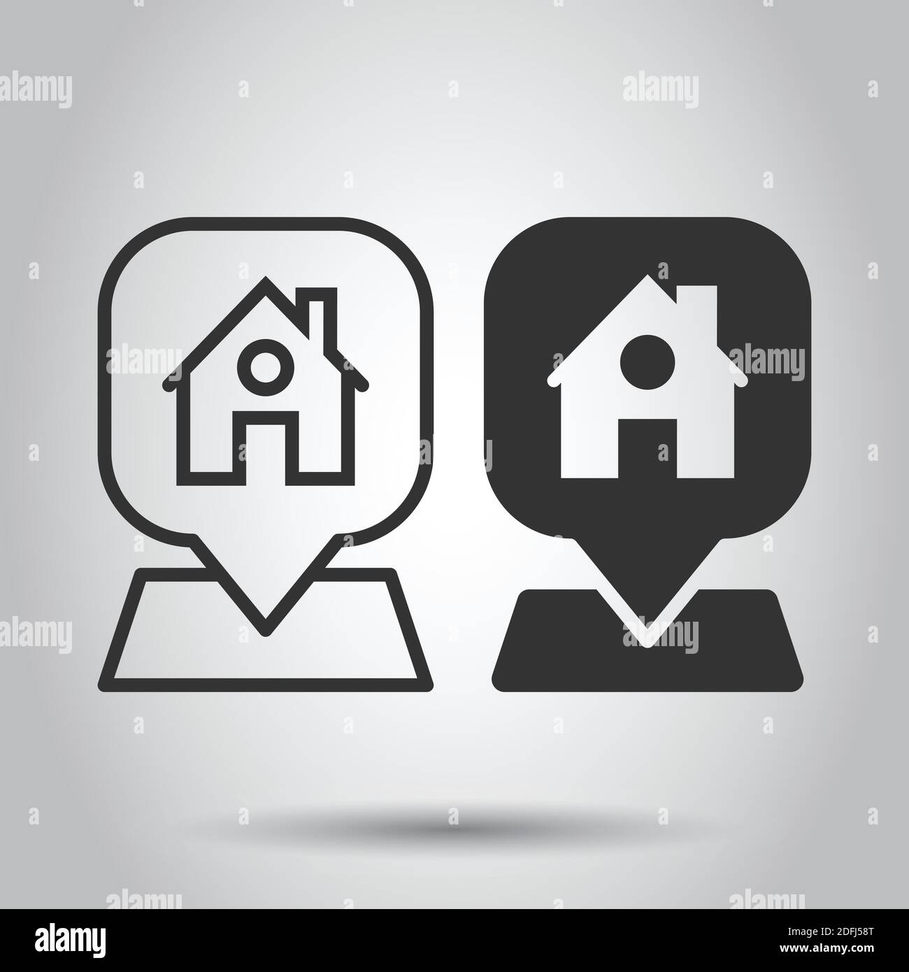 Home pin icon in flat style. House navigation vector illustration on ...