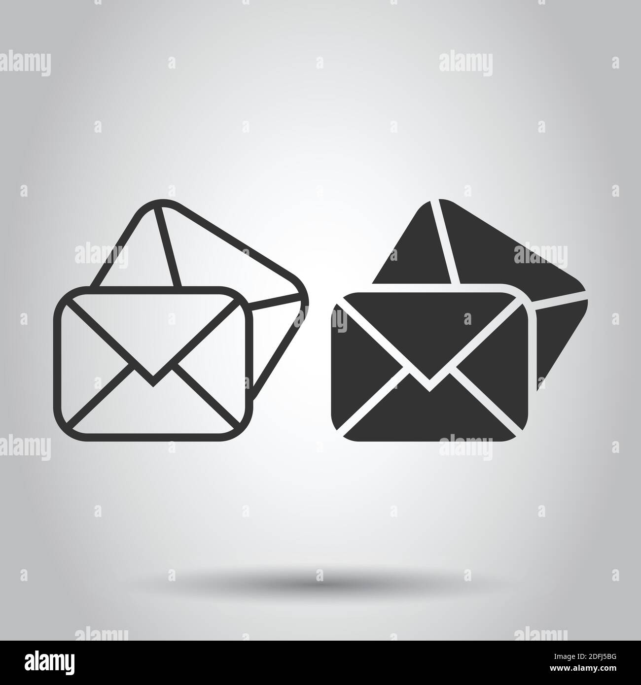 Email message icon in flat style. Mail document vector illustration on ...