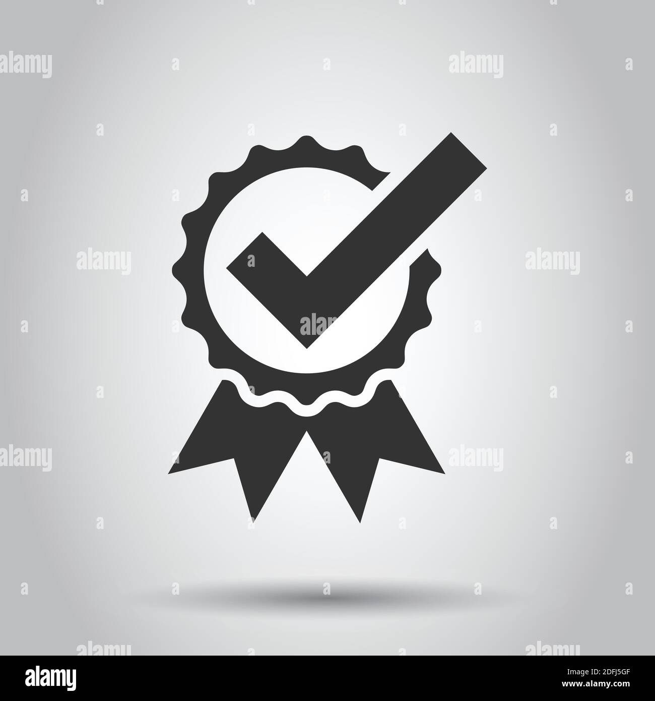 Winner with check mark icon in flat style. Rosette award vector ...