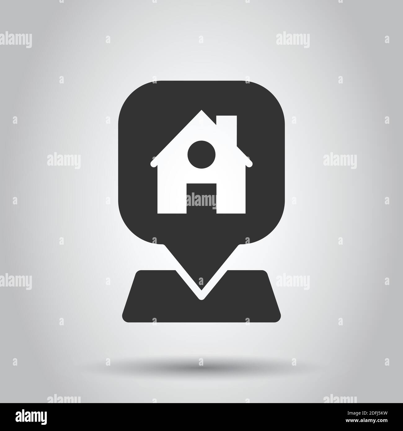 Home pin icon in flat style. House navigation vector illustration on ...