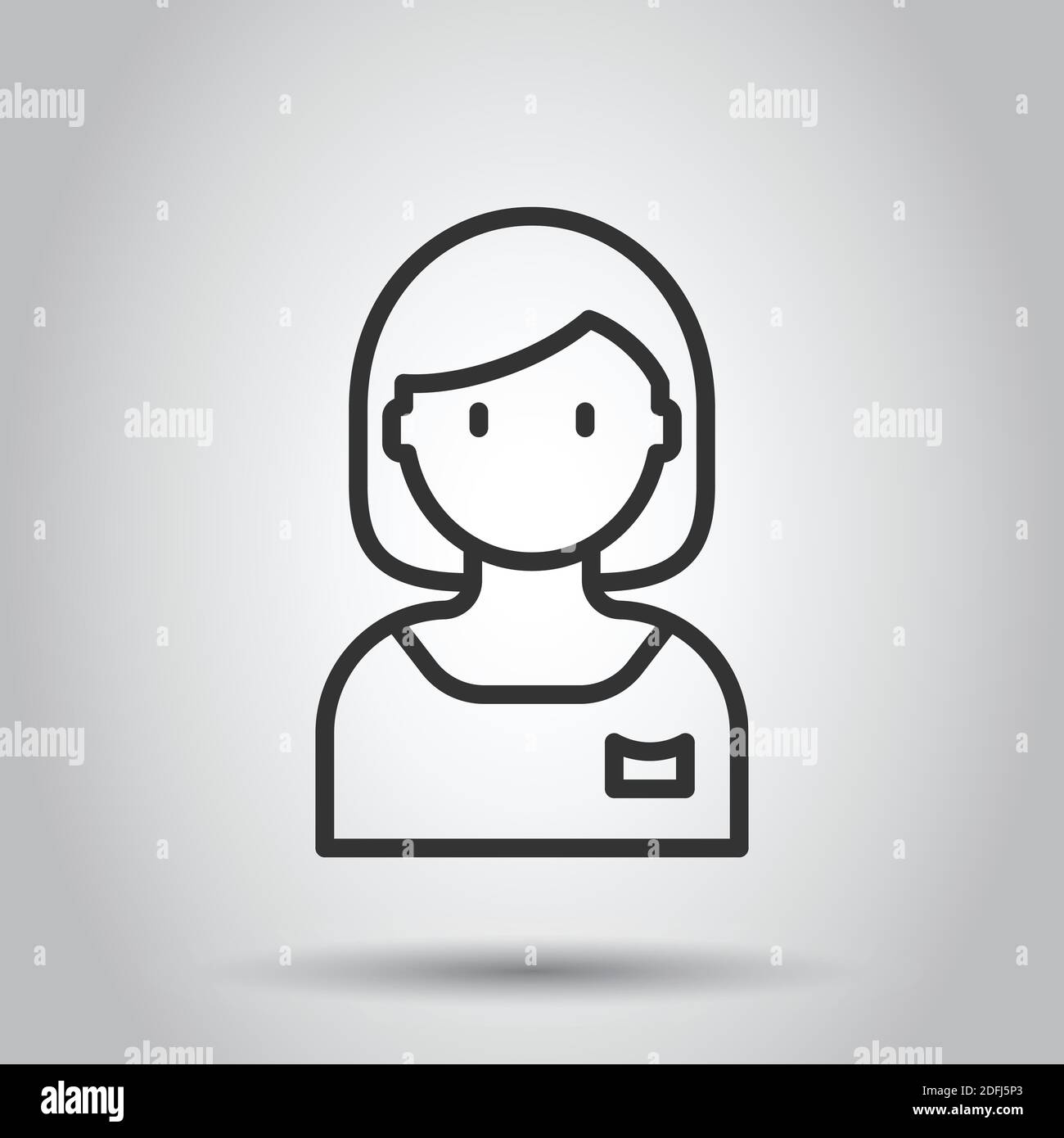 Woman face icon in flat style. People vector illustration on white ...