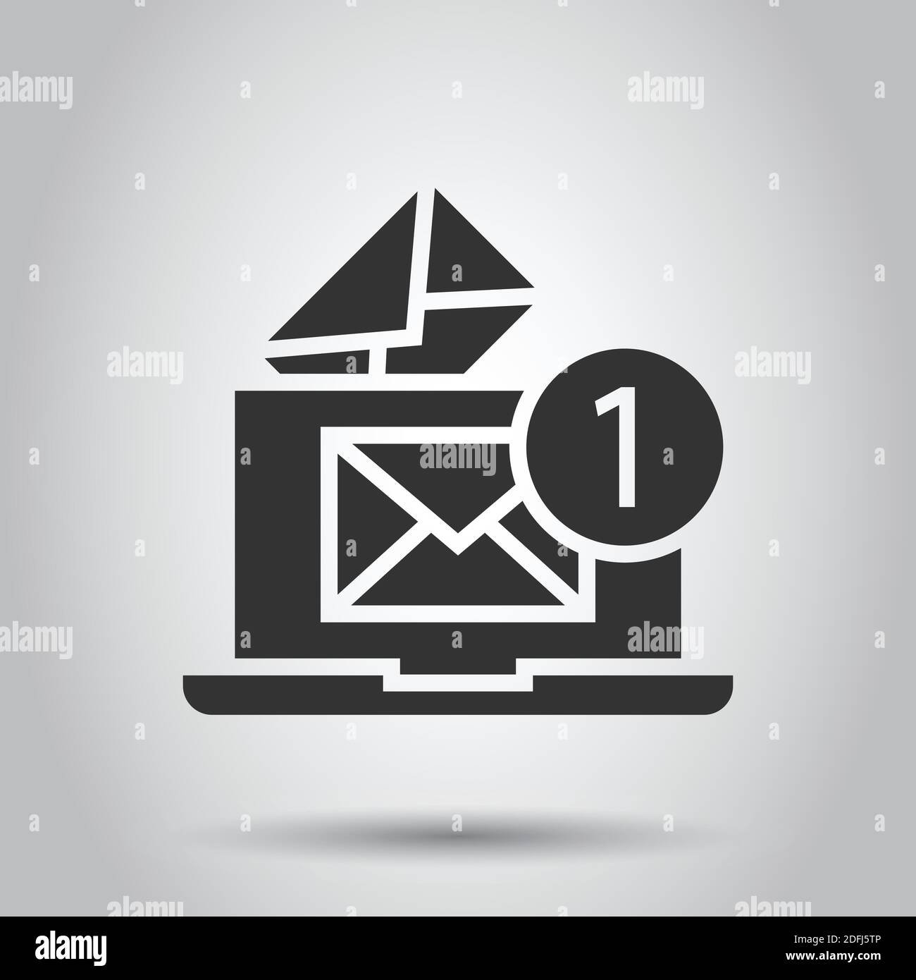Laptop with email icon in flat style. Mail notification vector ...
