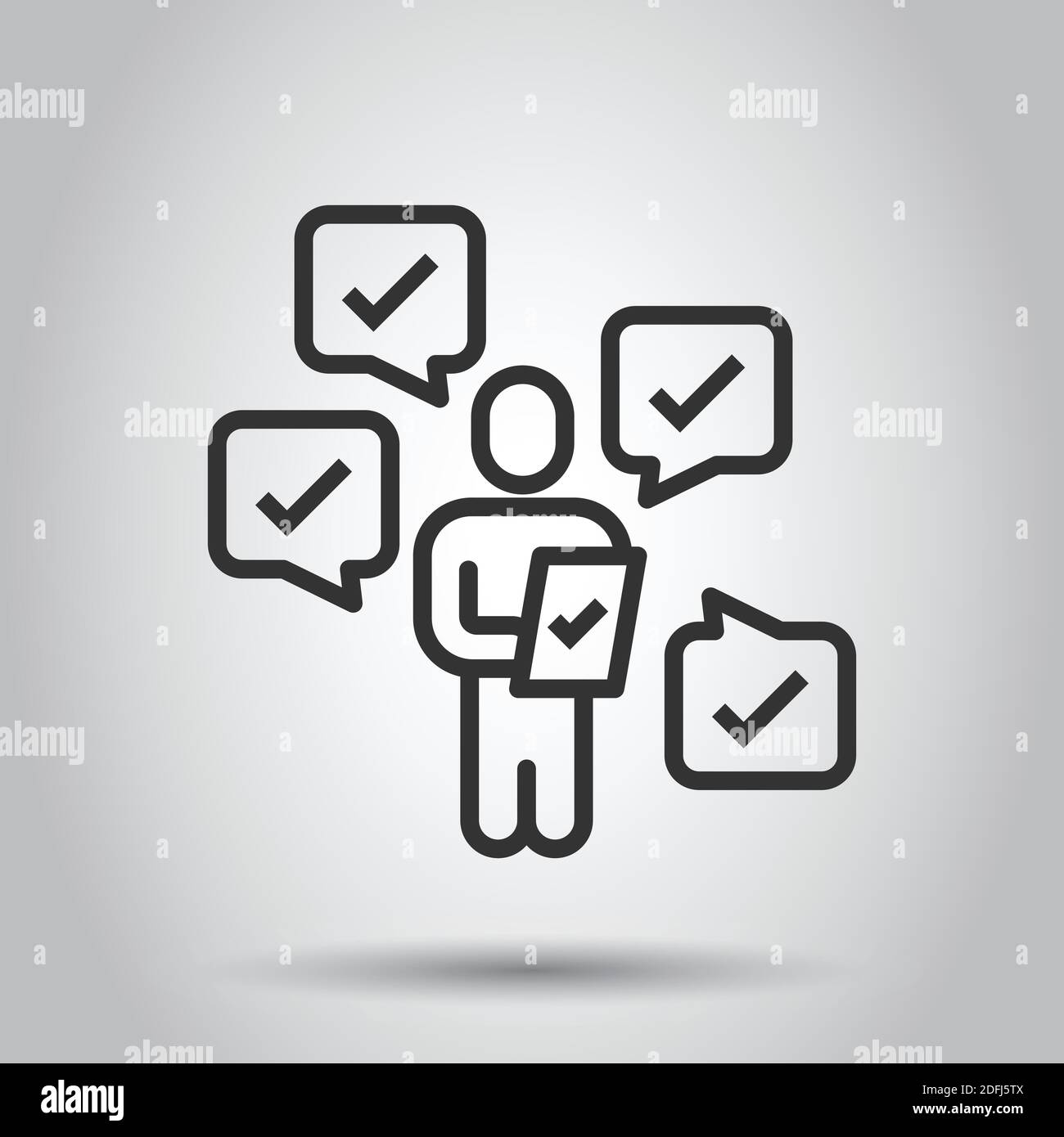 Organization management icon in flat style. People with check mark ...