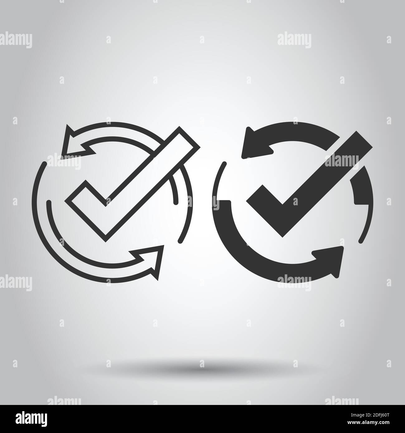 Check mark sign icon in flat style. Confirm button vector illustration ...