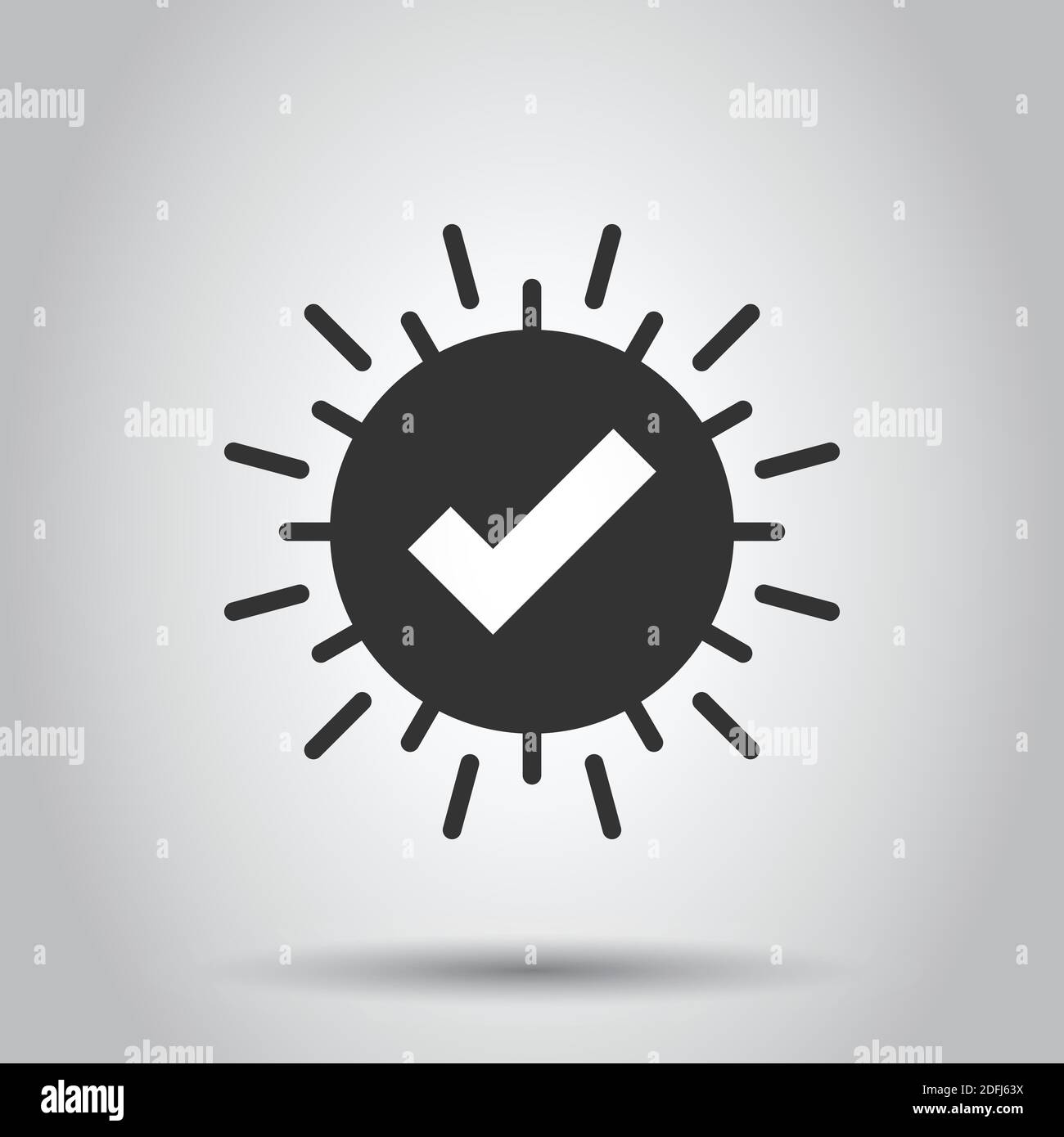 Check mark sign icon in flat style. Confirm button vector illustration ...