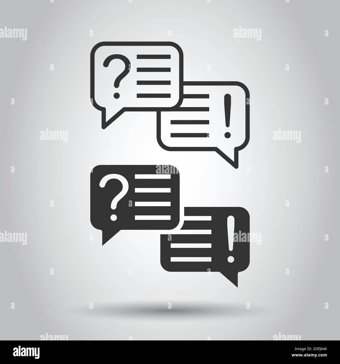 Question and answer icon in flat style. Dialog speech bubble vector ...