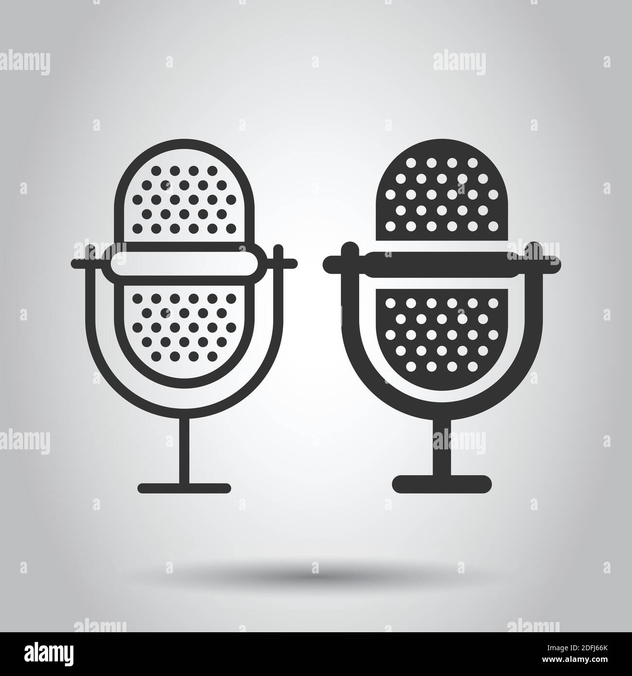 Microphone icon in flat style. Studio mike vector illustration on white ...