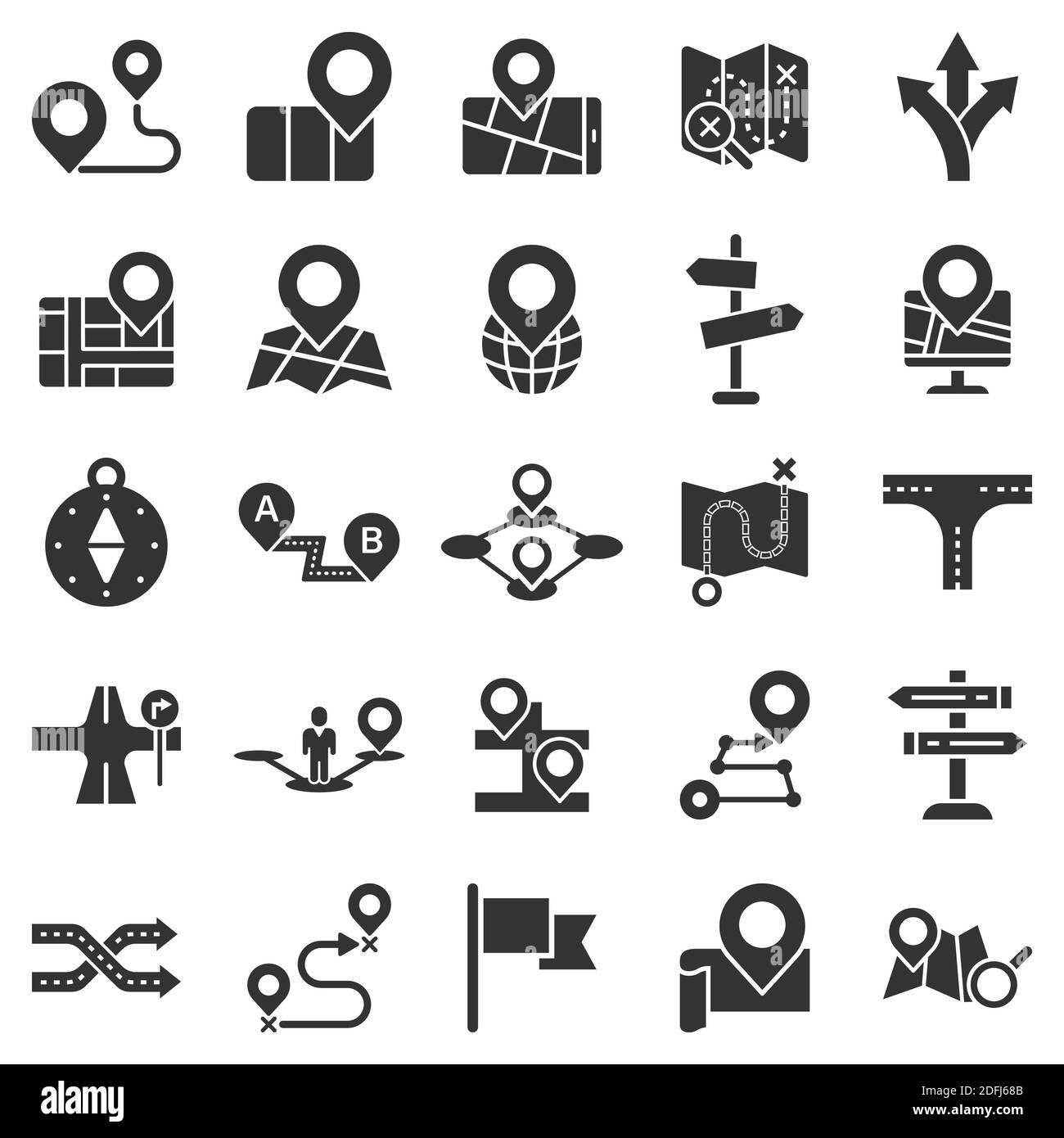 Navigation icon set in flat style. Gps direction vector illustration on ...
