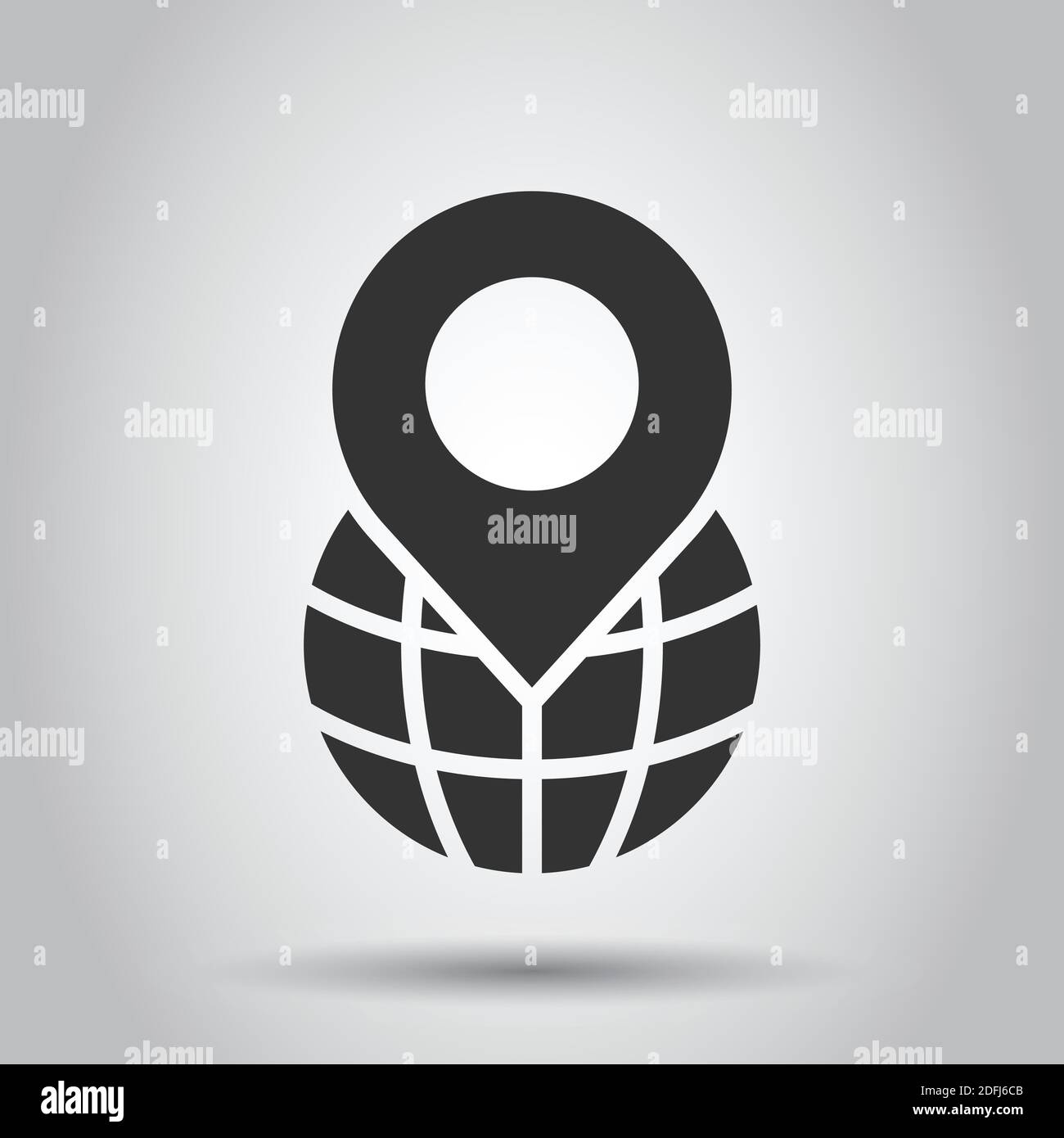Global navigation icon in flat style. Globe pin gps vector illustration ...