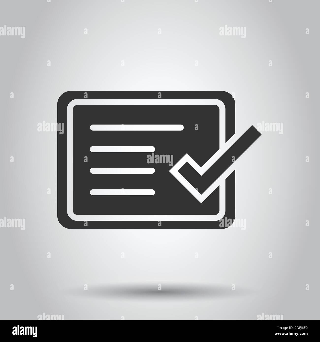 Approve certificate icon in flat style. Document check mark vector ...