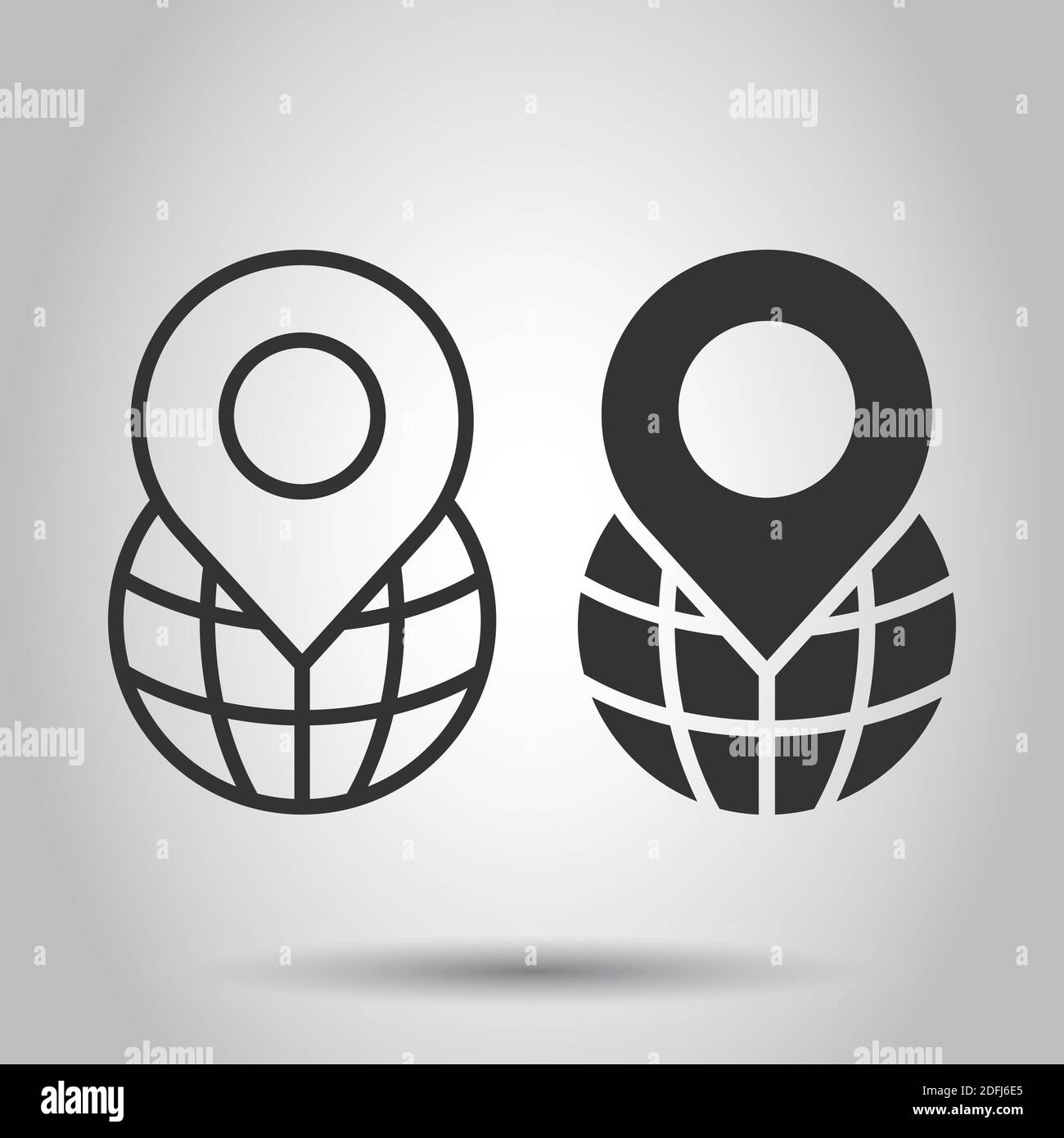 Global navigation icon in flat style. Globe pin gps vector illustration ...