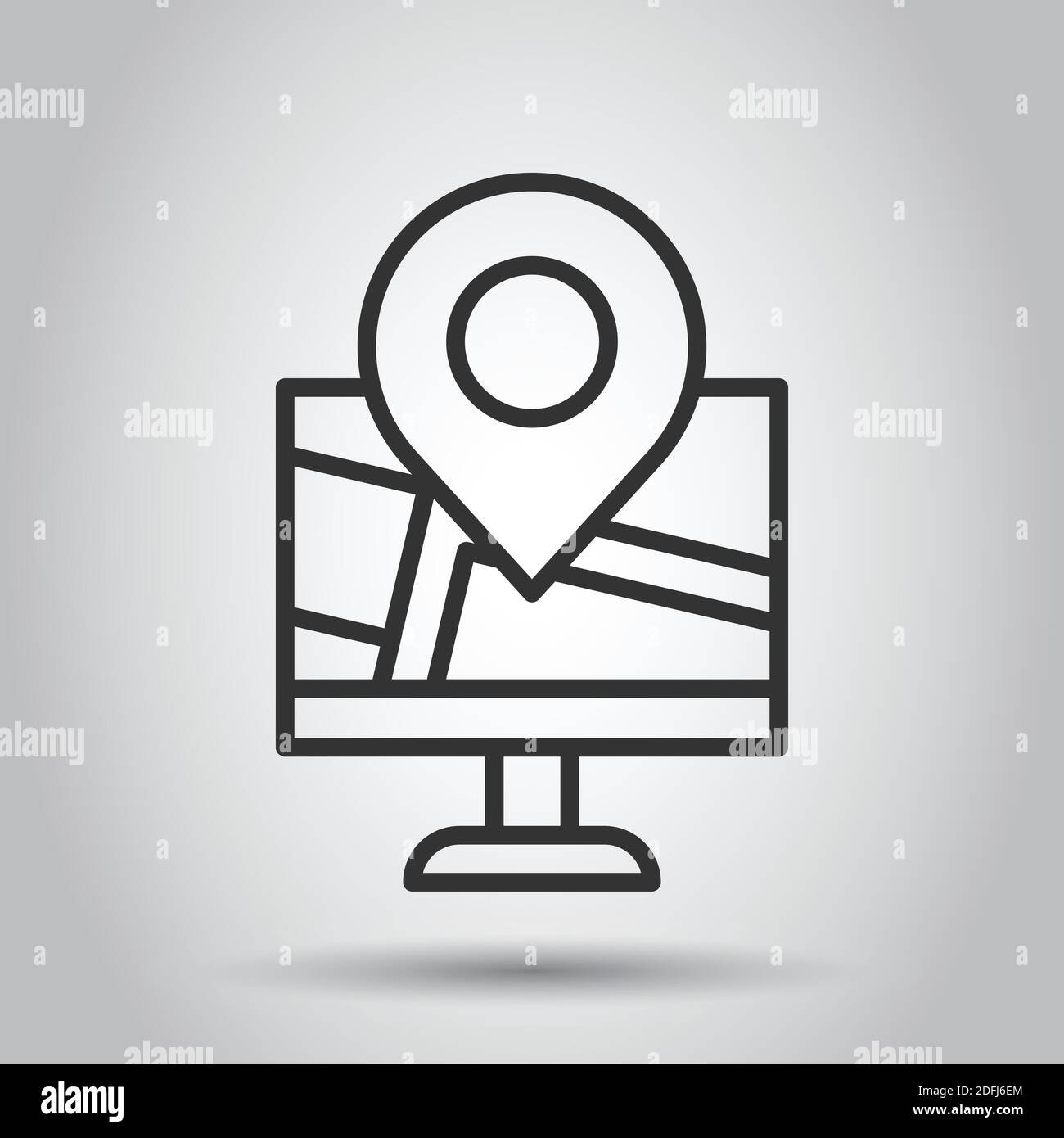 Computer navigation icon in flat style. Monitor pin gps vector ...