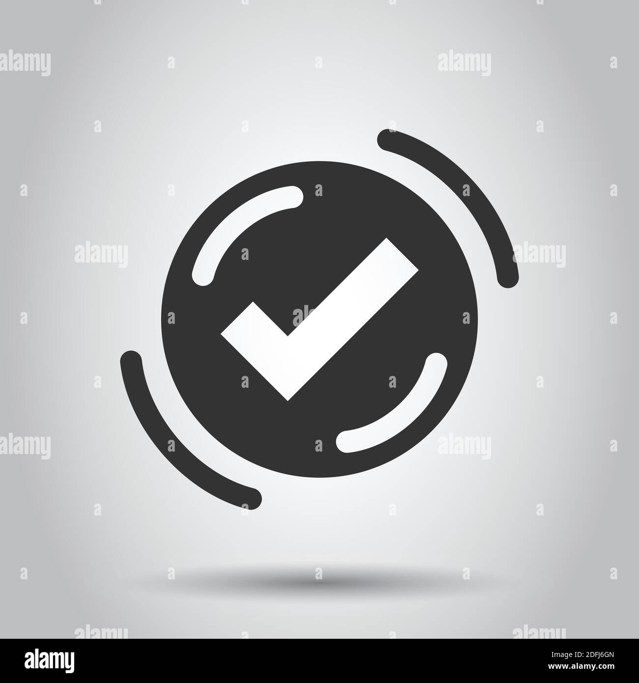 Check mark sign icon in flat style. Confirm button vector illustration ...