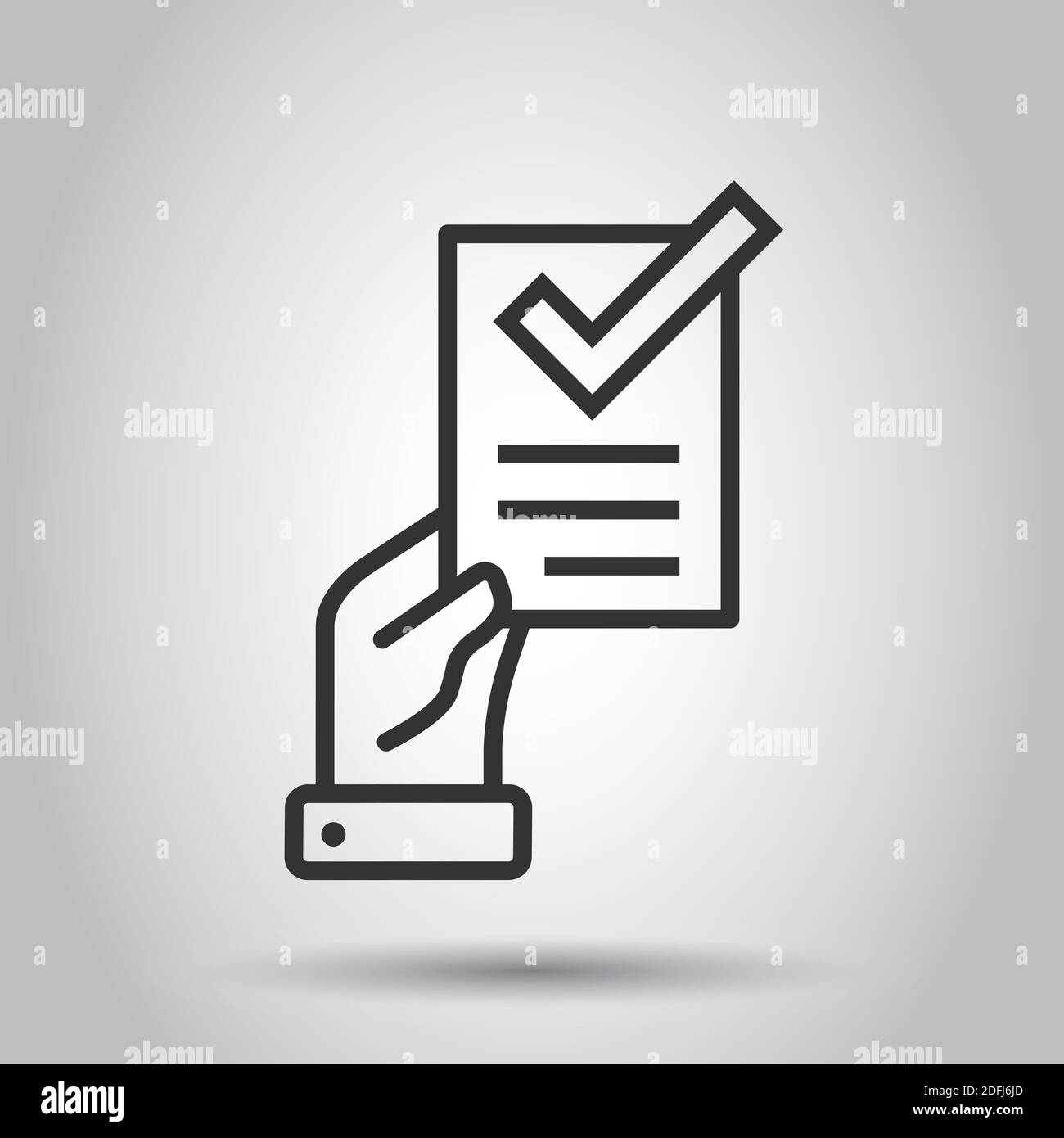 People hand with check mark icon in flat style. Accept vector ...