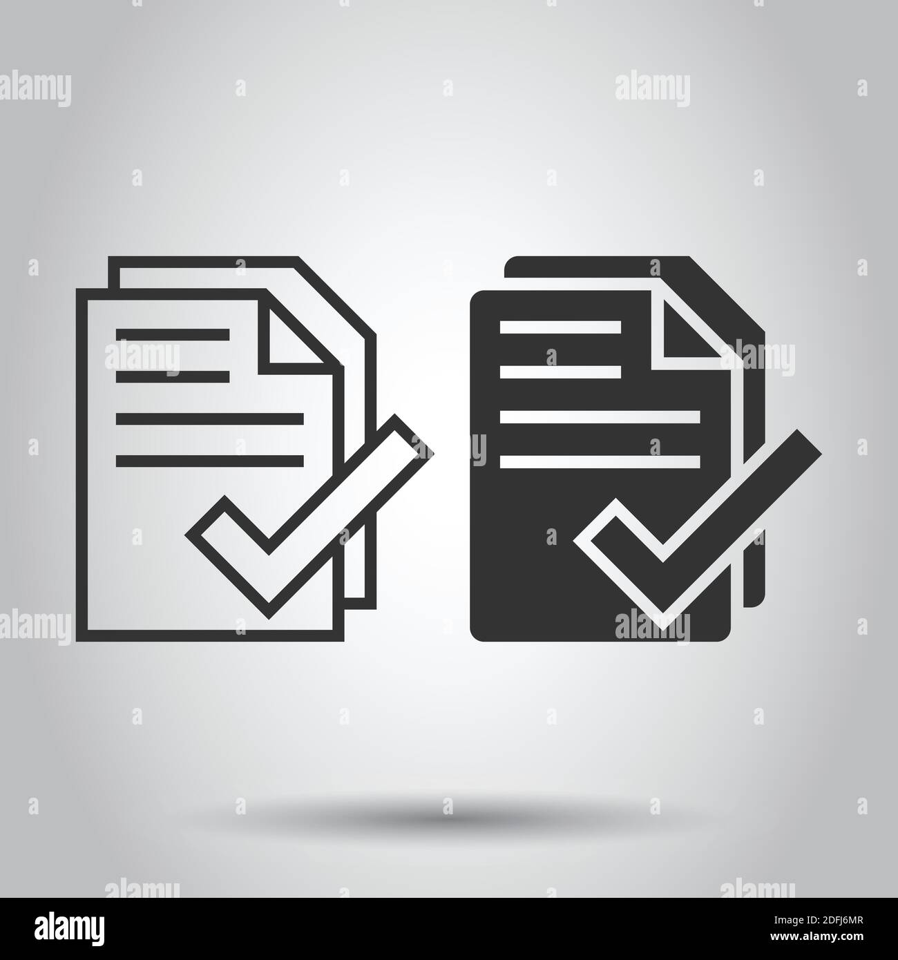 Document checklist icon in flat style. Report vector illustration on ...