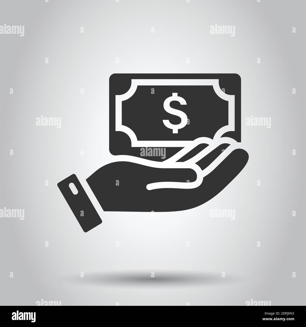 Remuneration icon in flat style. Money in hand vector illustration on ...