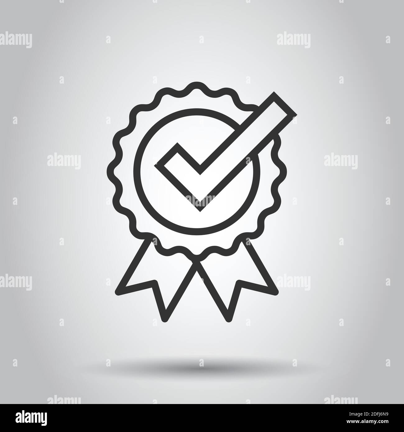 Winner with check mark icon in flat style. Rosette award vector ...