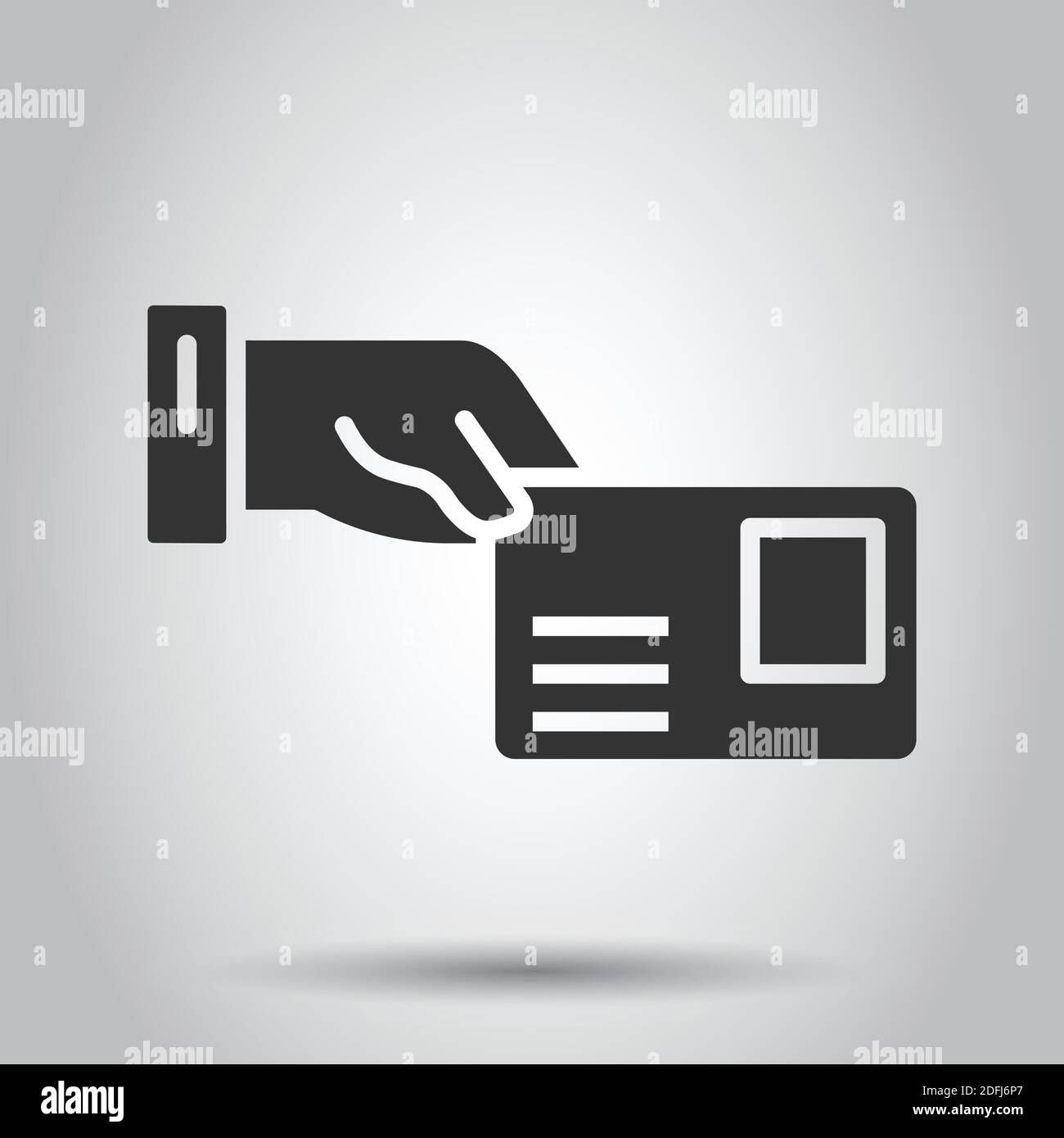 Hand with envelope icon in flat style. Mail letter delivery vector ...