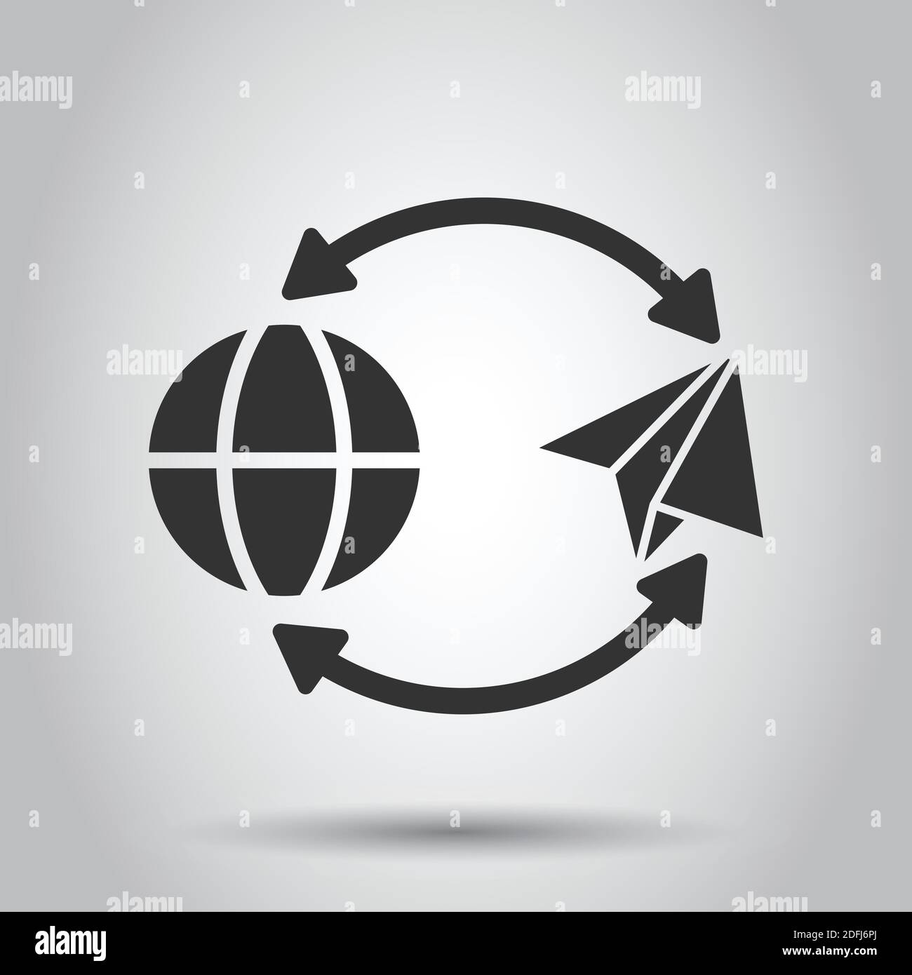 Global travel icon in flat style. Paper plane vector illustration on ...