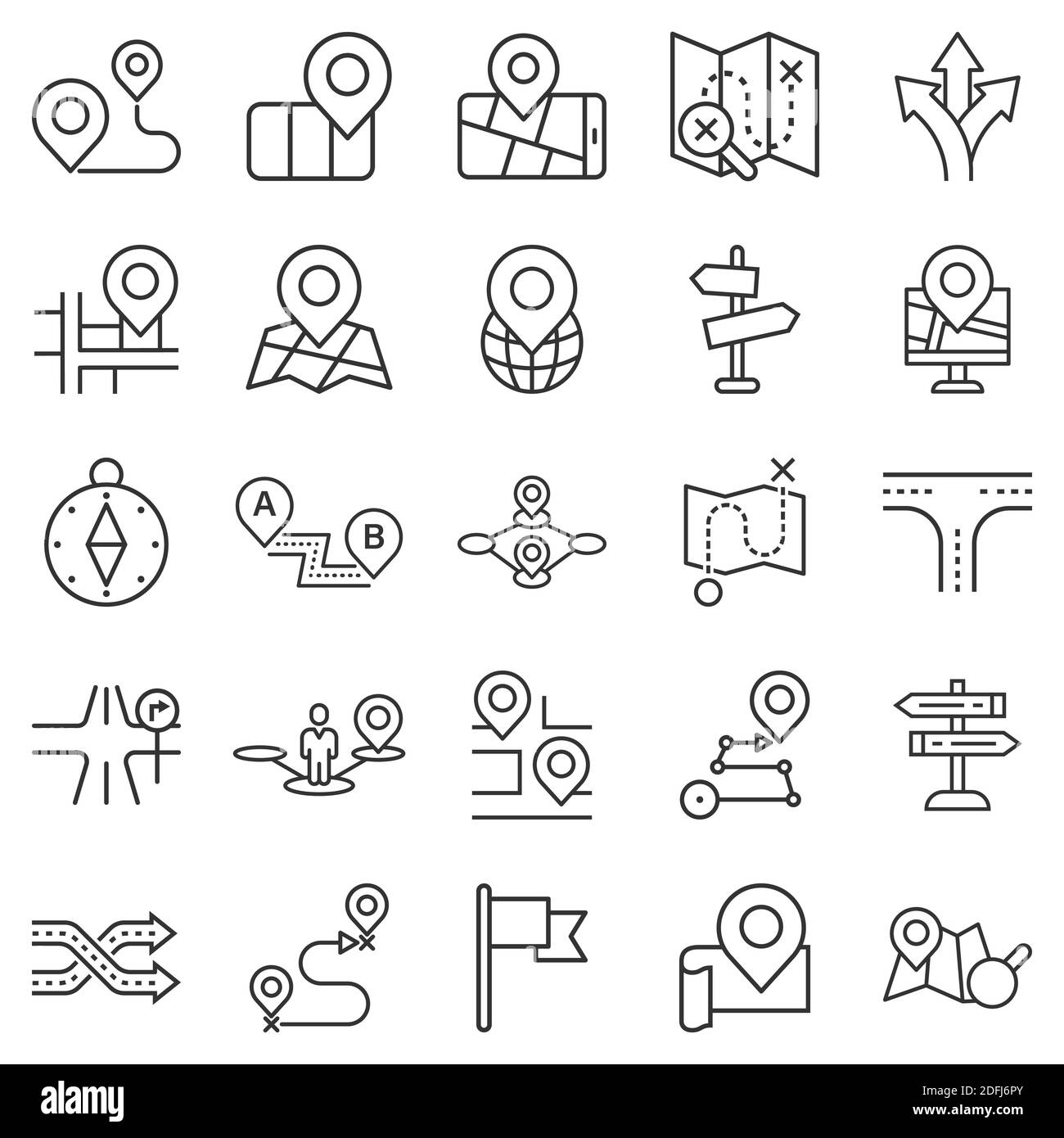 Navigation icon set in flat style. Gps direction vector illustration on ...