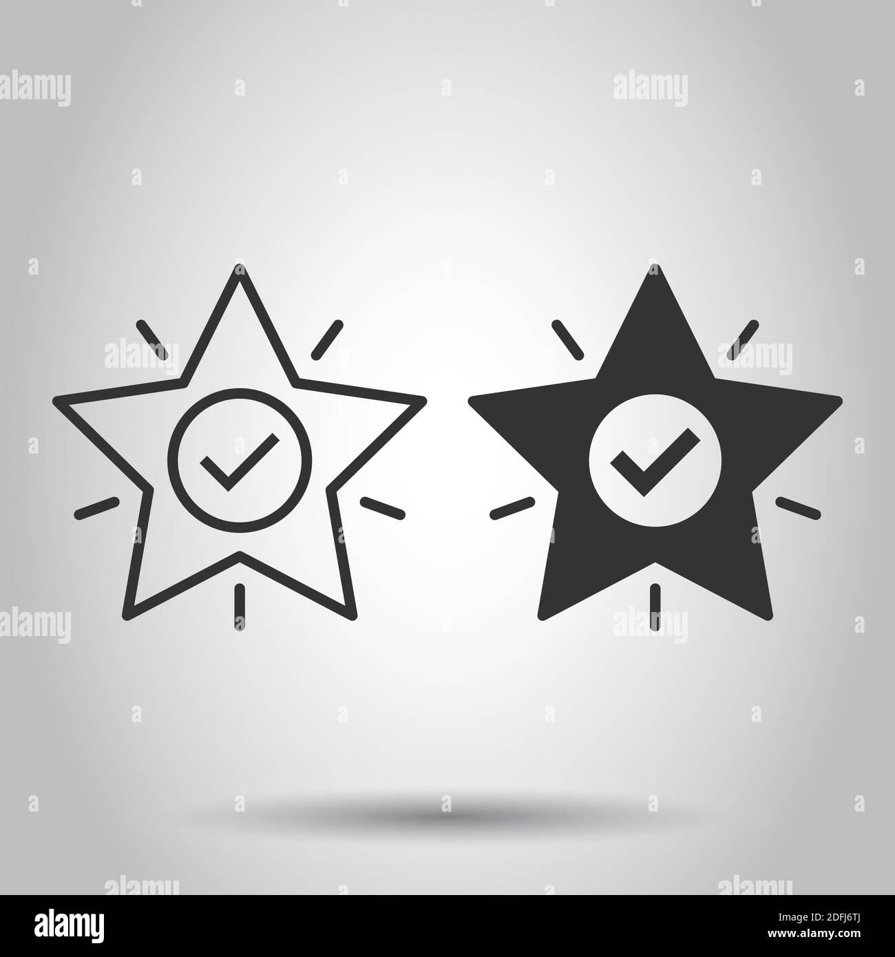 Check mark with star icon in flat style. Add to favorite vector ...