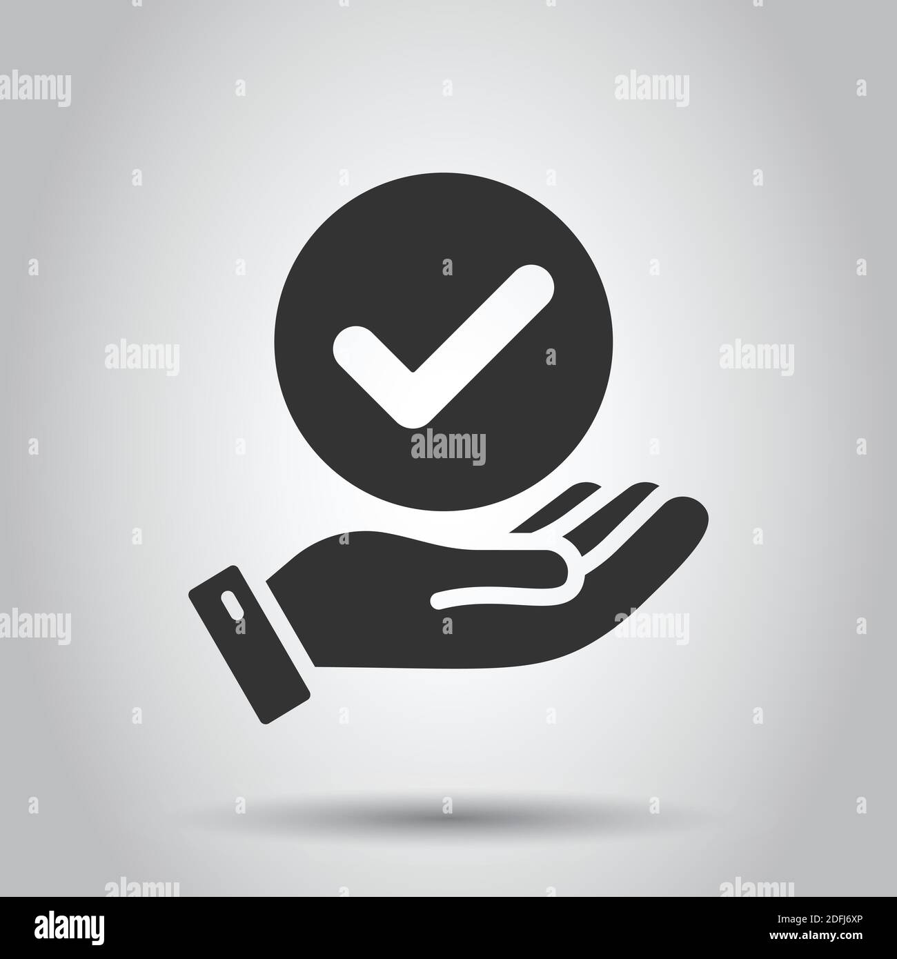 People hand with check mark icon in flat style. Accept vector ...