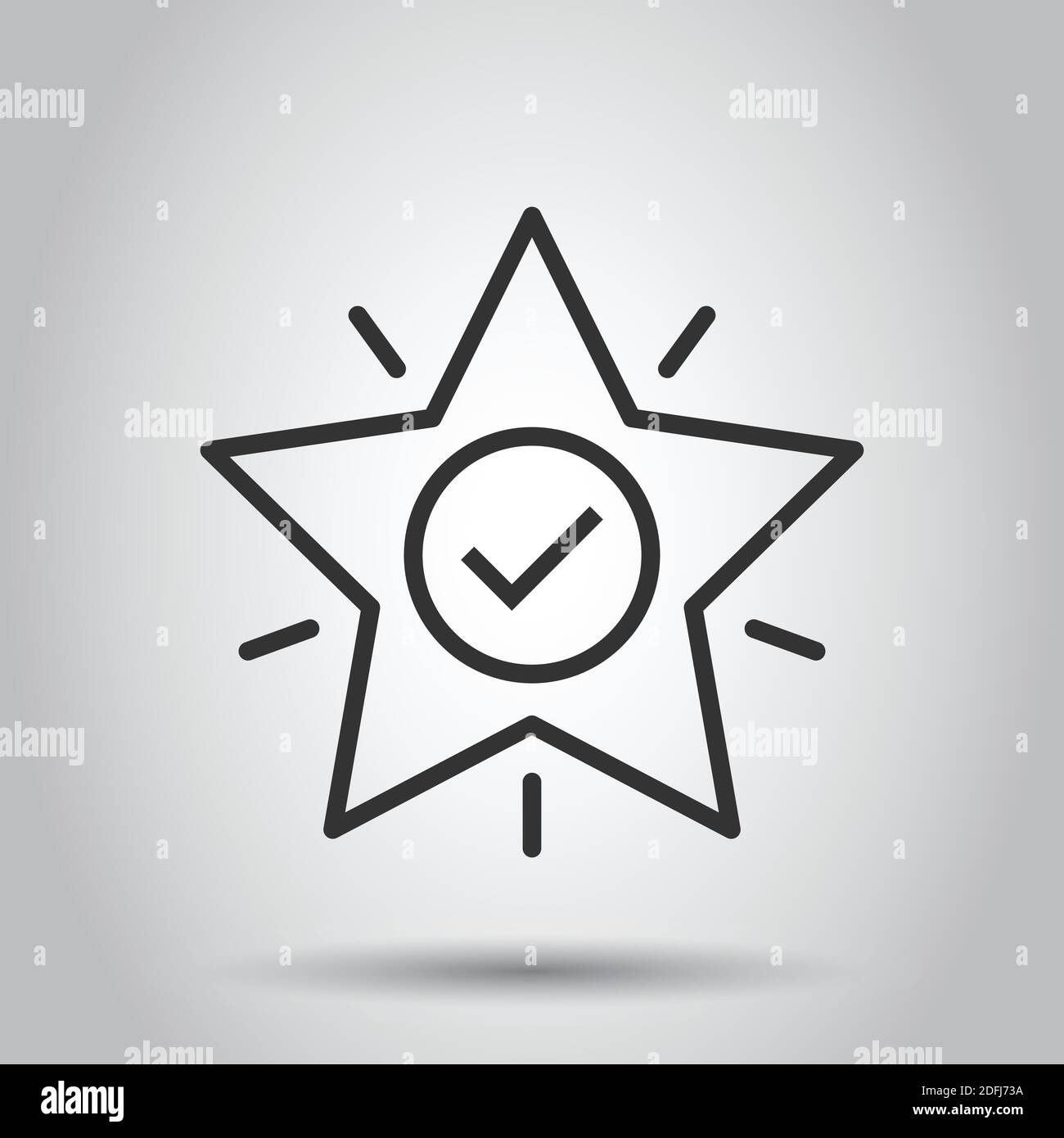 Check mark with star icon in flat style. Add to favorite vector ...