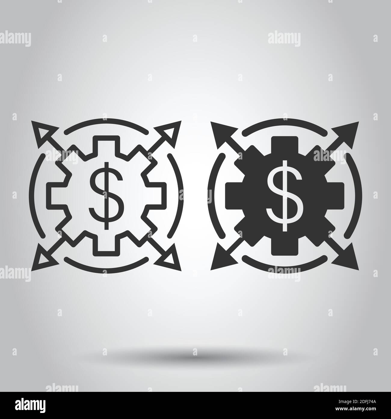 Money revenue icon in flat style. Dollar coin vector illustration on ...