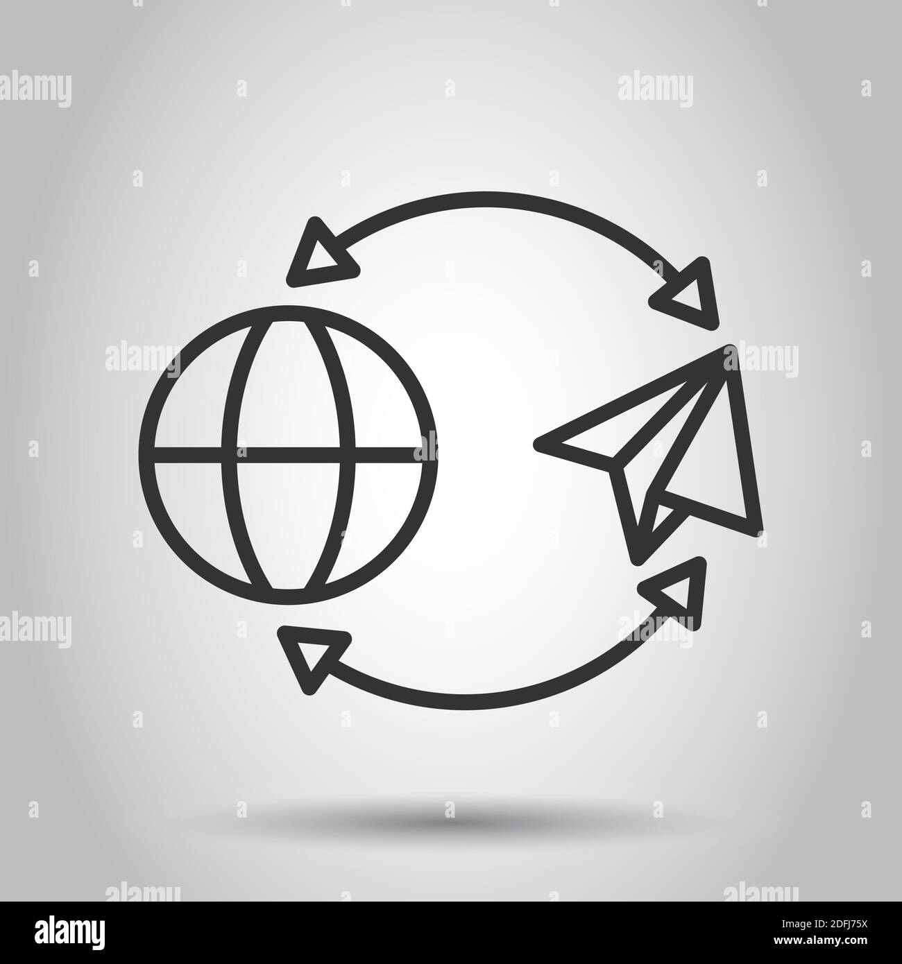 Global travel icon in flat style. Paper plane vector illustration on ...