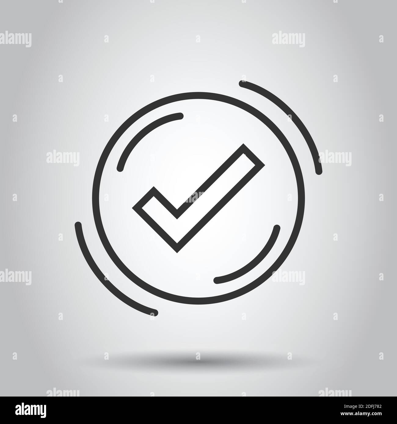 Check mark sign icon in flat style. Confirm button vector illustration ...