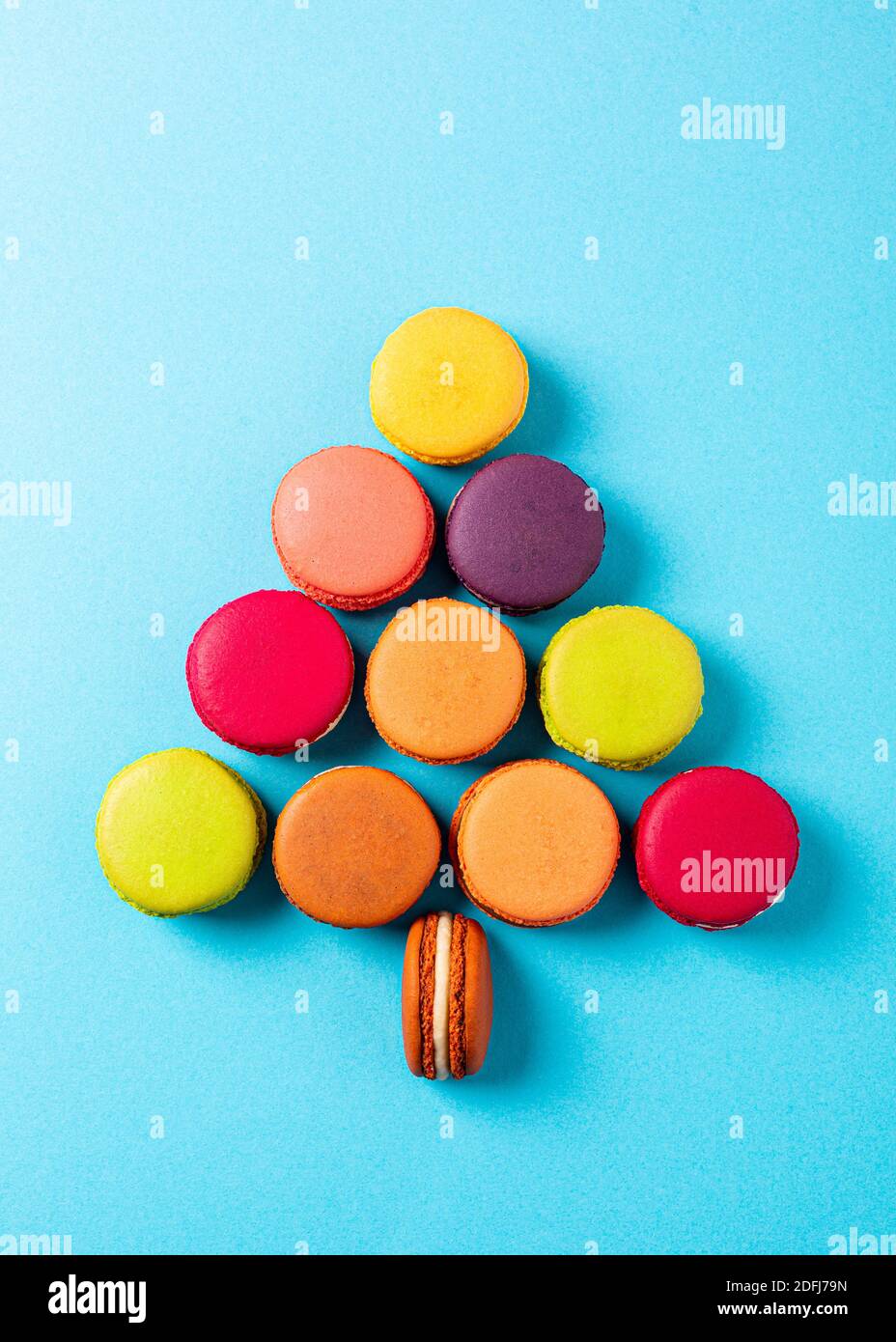 Christmas tree shape made of tasty macarons Stock Photo - Alamy