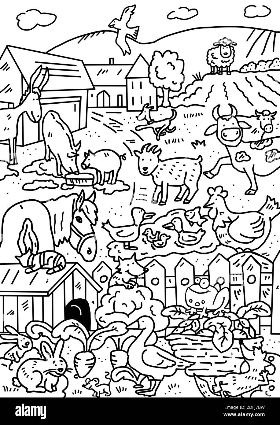 coloring picture farm Stock Photo - Alamy