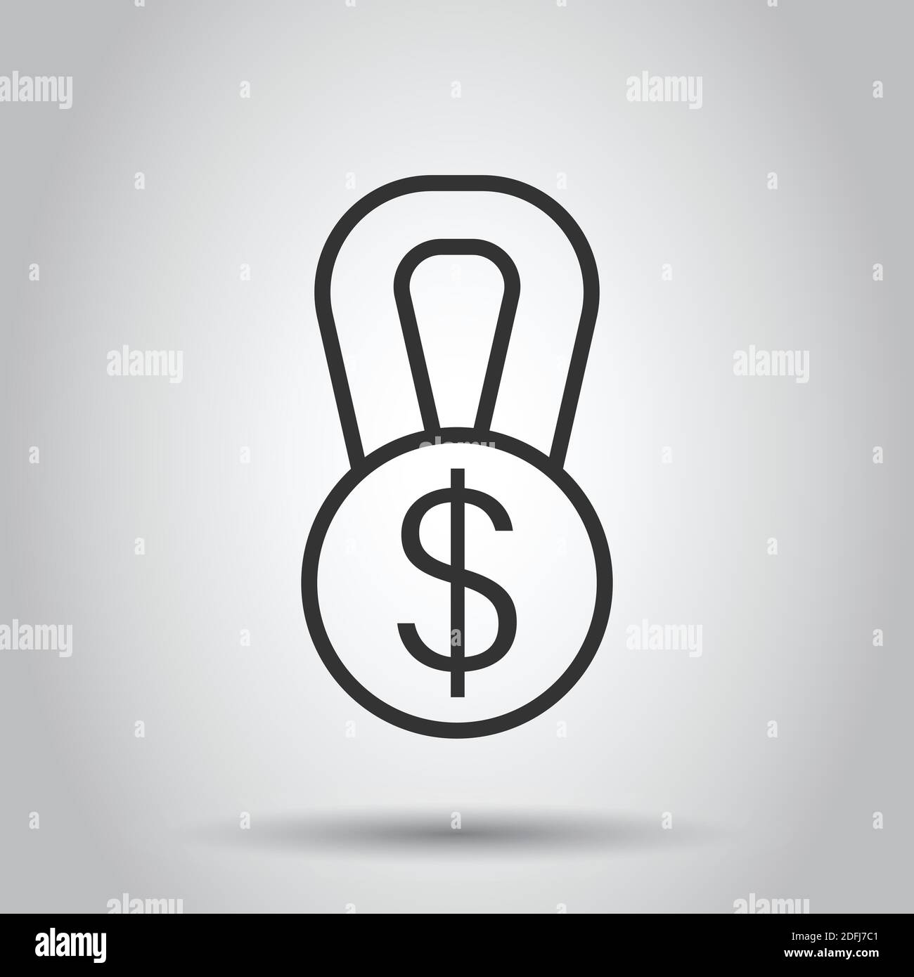 Medal with dollar icon in flat style. Money award trophy vector ...