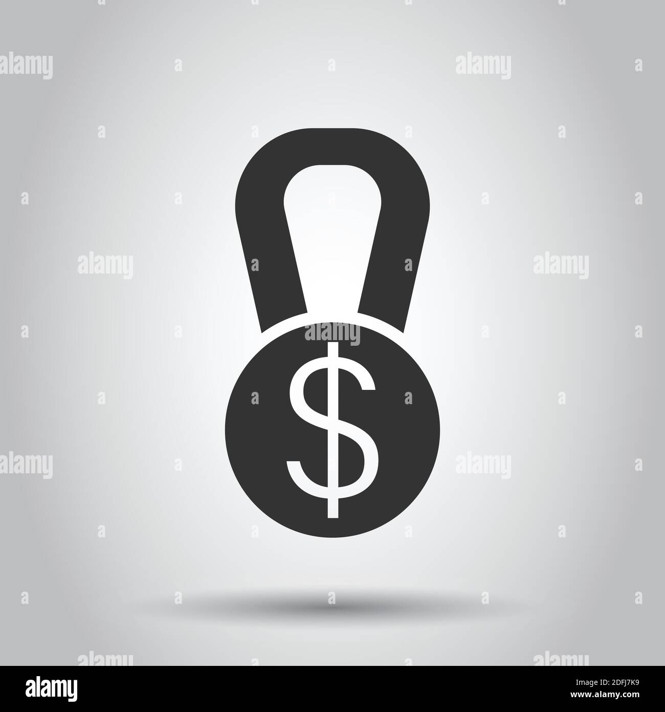 Medal with dollar icon in flat style. Money award trophy vector ...