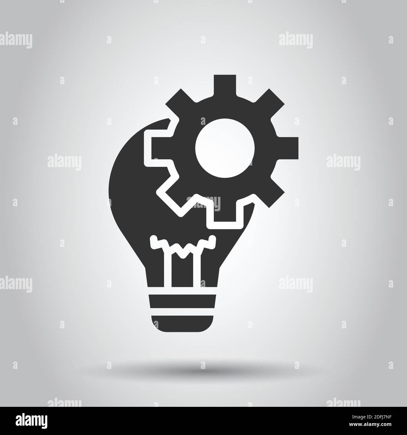 Innovation icon in flat style. Lightbulb with cogwheel vector ...