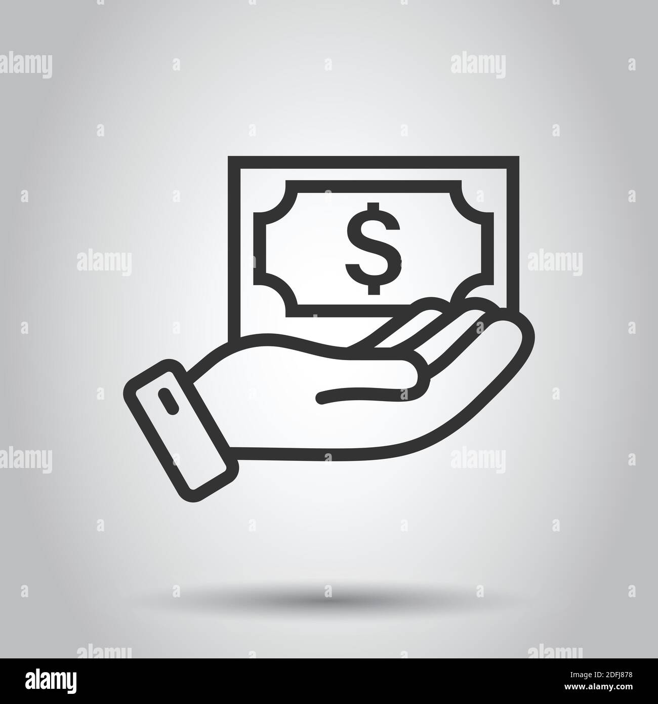 Remuneration icon in flat style. Money in hand vector illustration on ...
