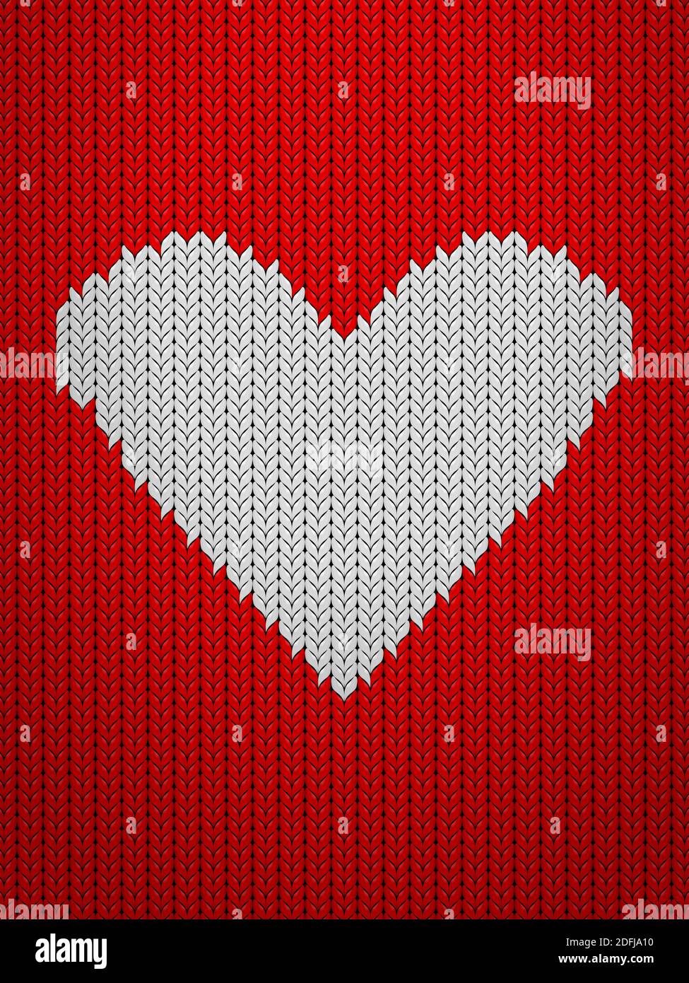 Knitted pattern background with heart. Vector illustration Stock Photo ...