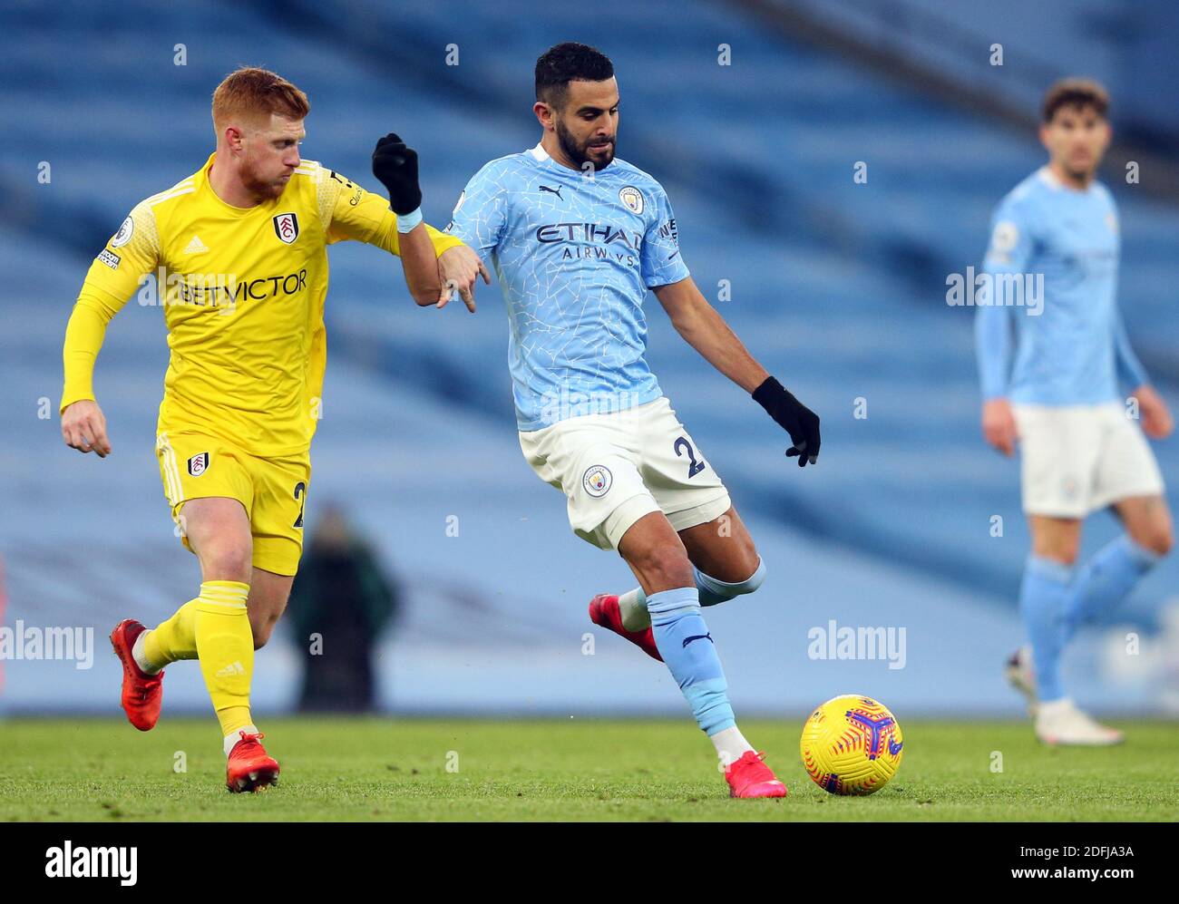 Fulham's Harrison Reed closes in on Manchester City's Riyad Mahrez ...