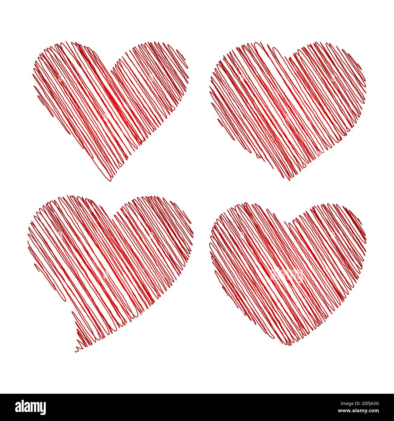Scratched heart set on a white background. Vector illustration Stock ...