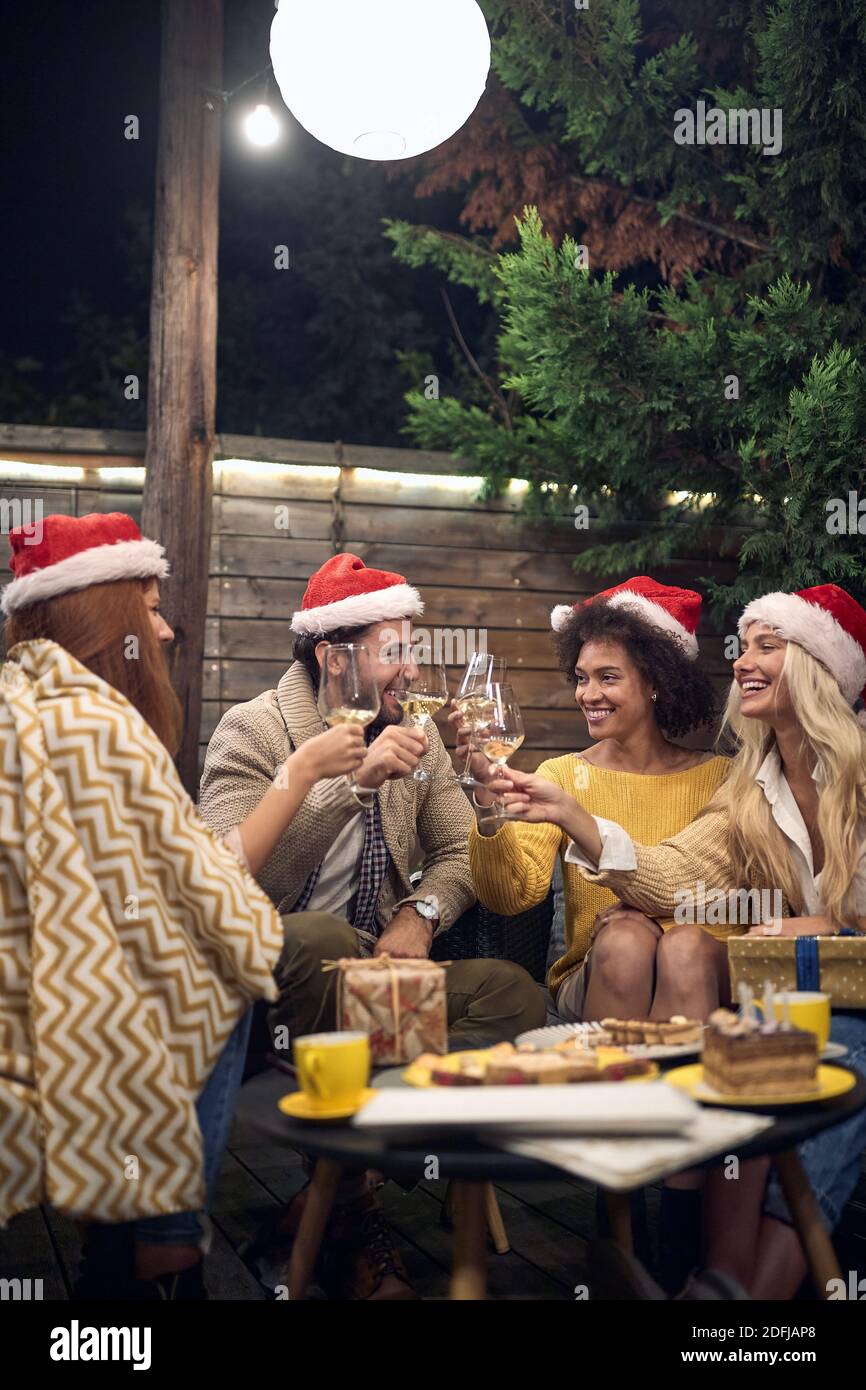 People toasting with christmas hi-res stock photography and images - Alamy