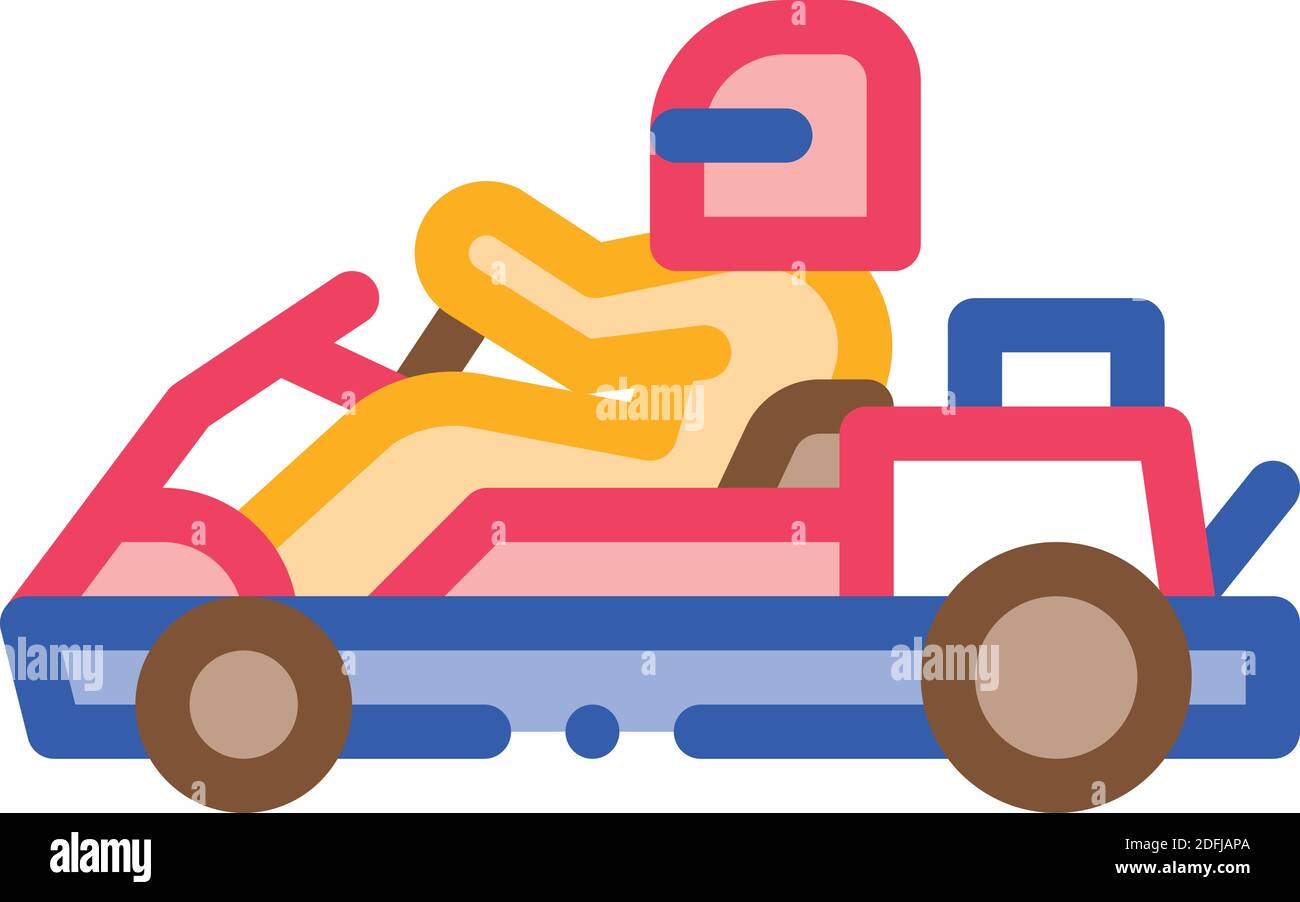 driver driving kart color icon vector illustration Stock Vector Image ...