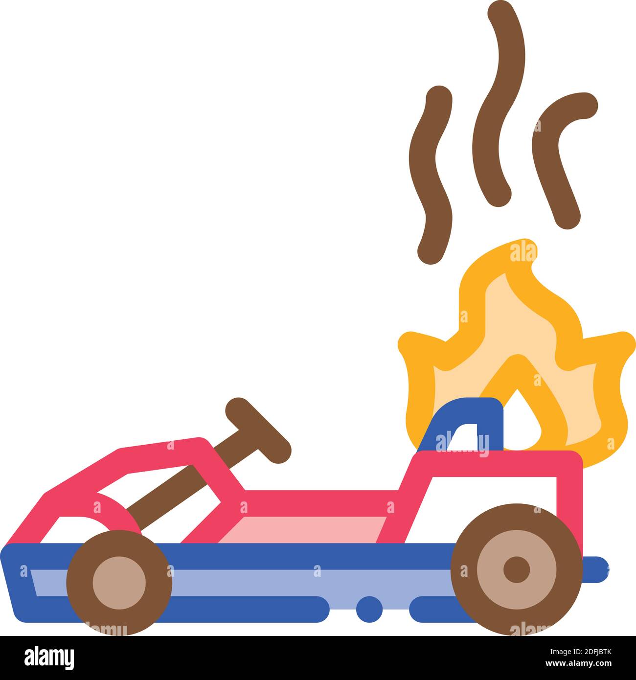 burning kart, fire accident color icon vector illustration Stock Vector ...