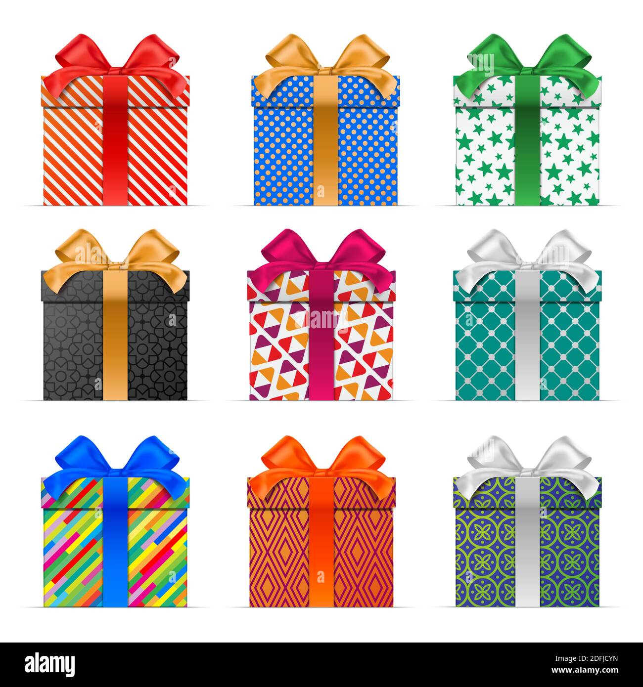 Colorful vector gift boxes with different patterns Stock Vector Image ...