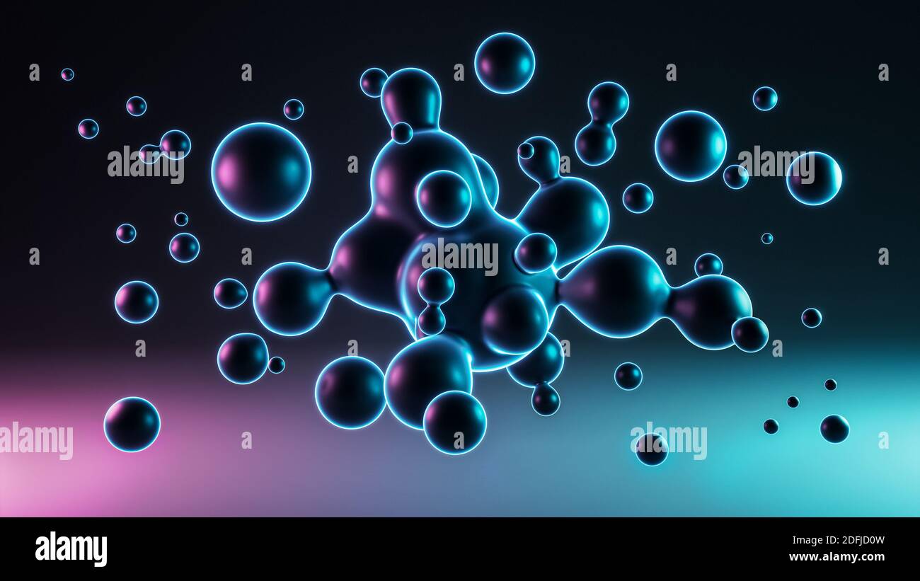 Fluid organic abstract background. Floating liquid spheres or balls ...