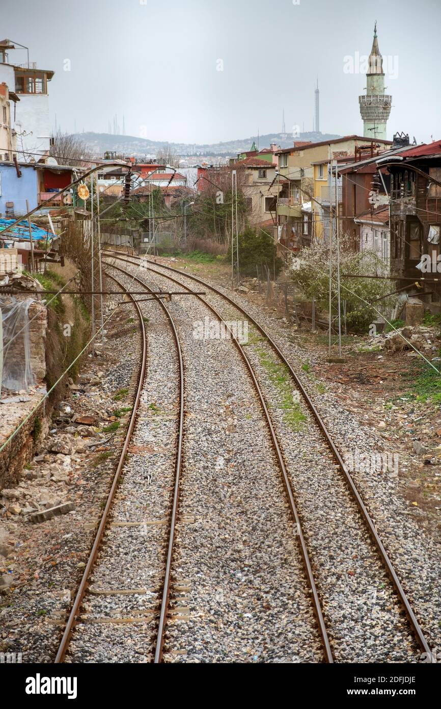 ISTANBUL, TURKEY - AUGUST 13, 2018: Sirkeci - Halkali railway line for ...