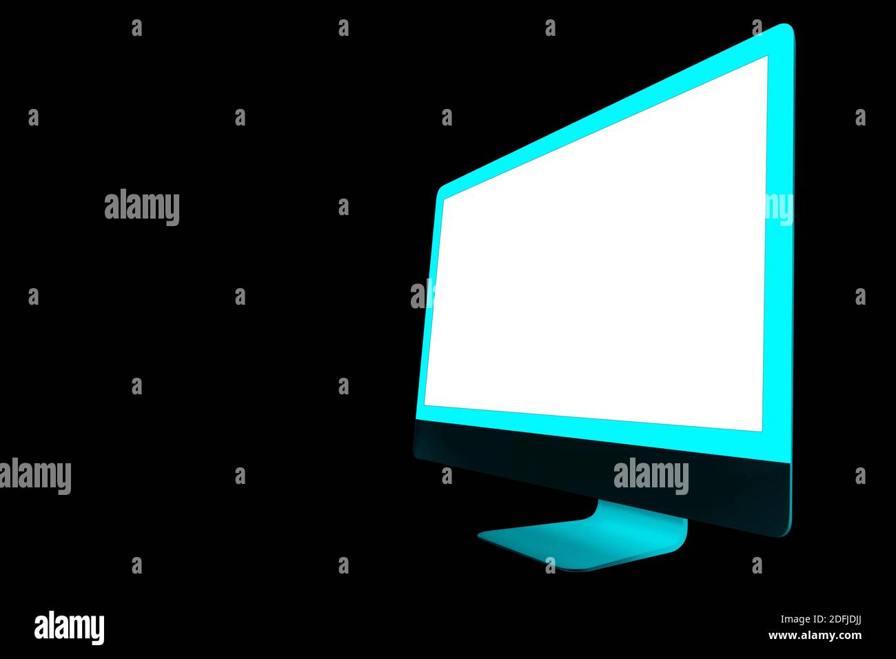 Laptop computer PC with blank screen mock up isolated on black ...