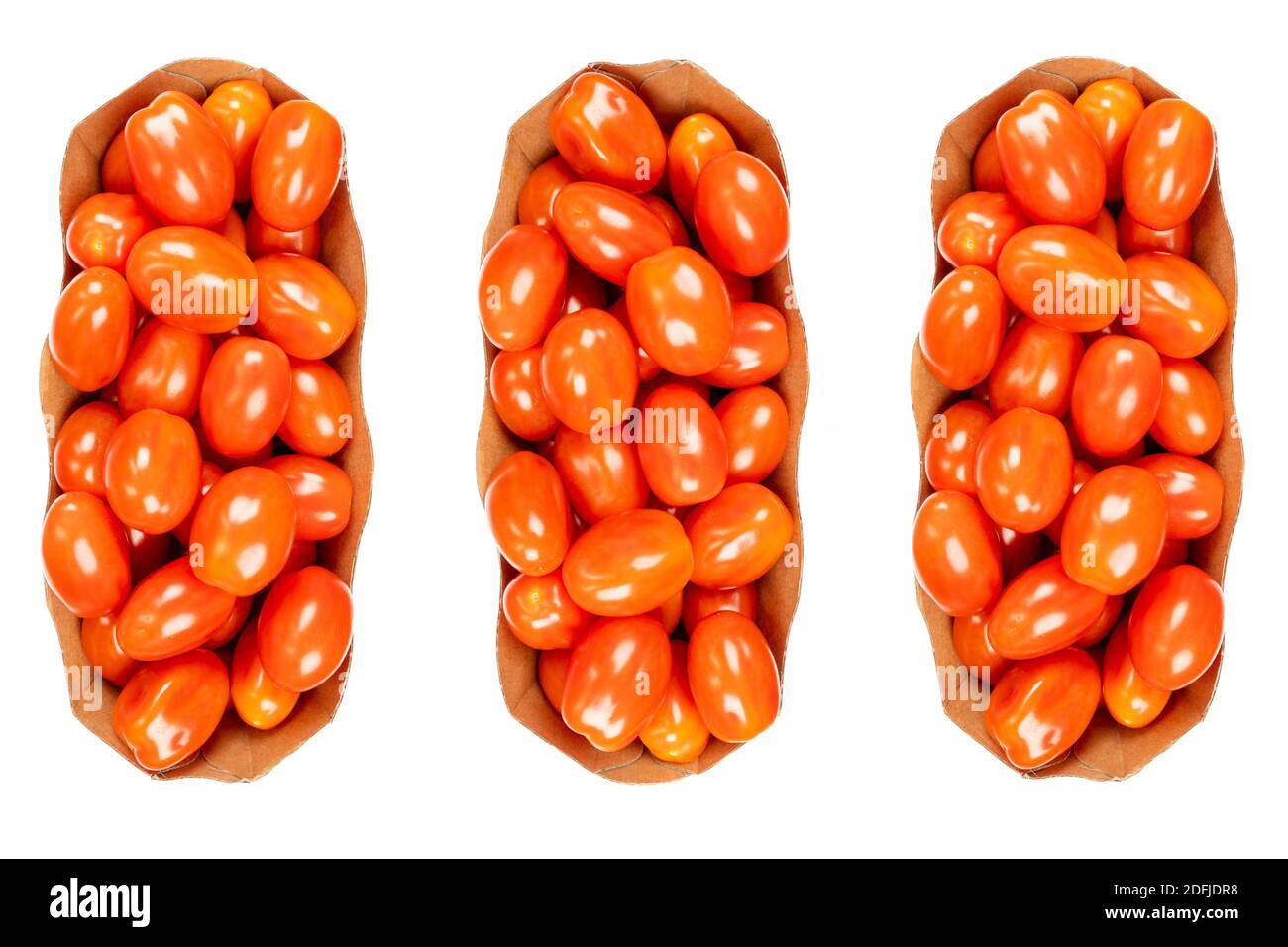 Set box of cherry tomato Isolated on white background. Top view. Fresh ...